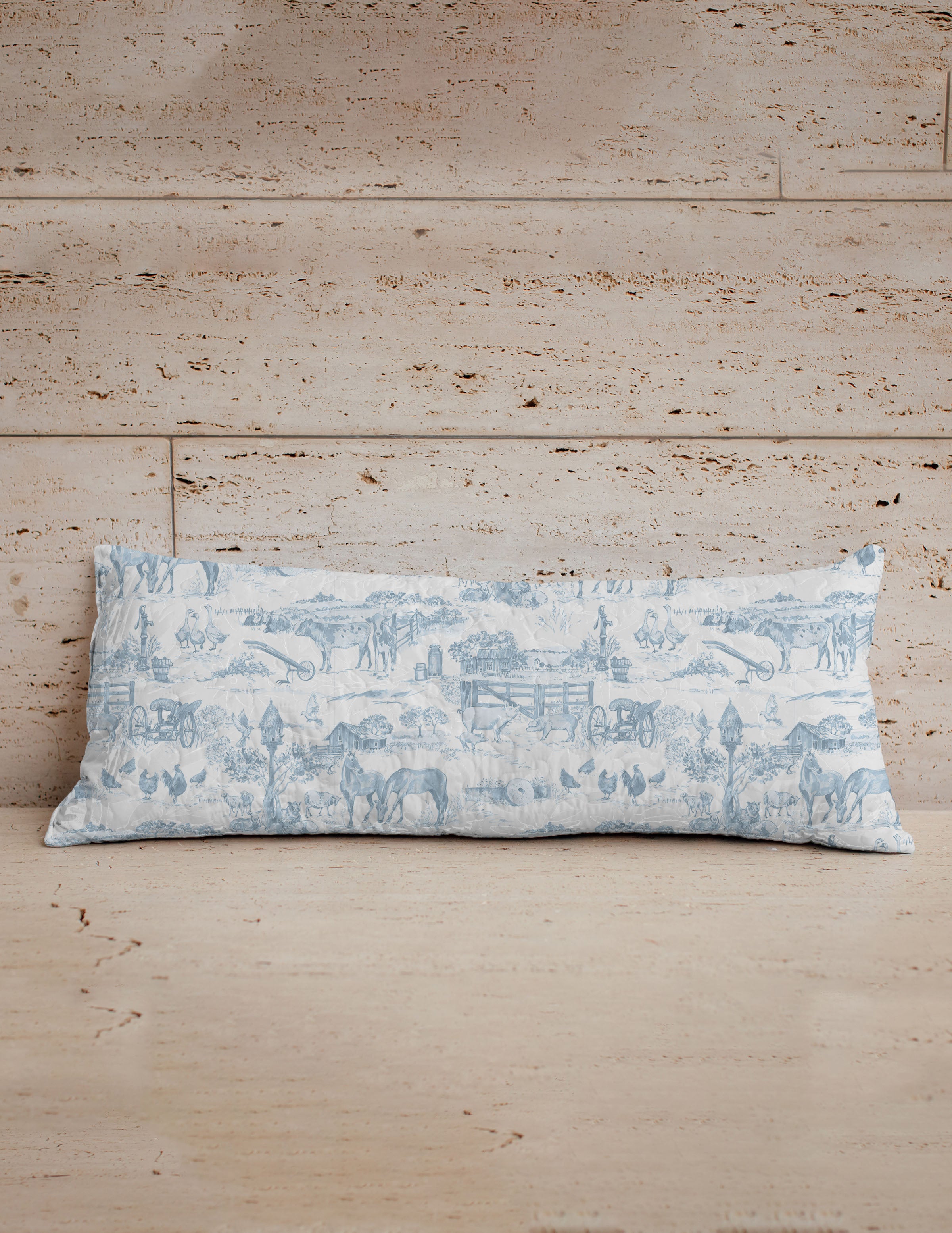 Aledo Toile Blue Quilted Oblong 14" x33" Pillow – Ida Mae Home