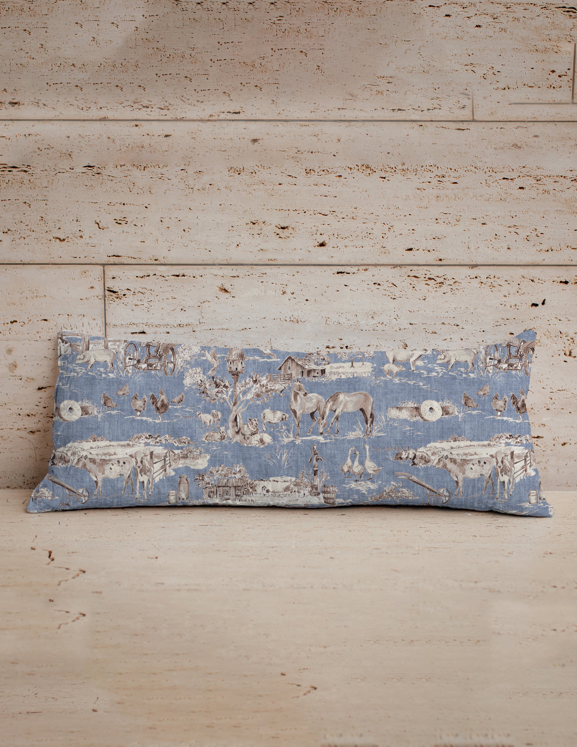Aledo Toile Chambray Quilted Oblong 14" x33" Pillow – Ida Mae Home
