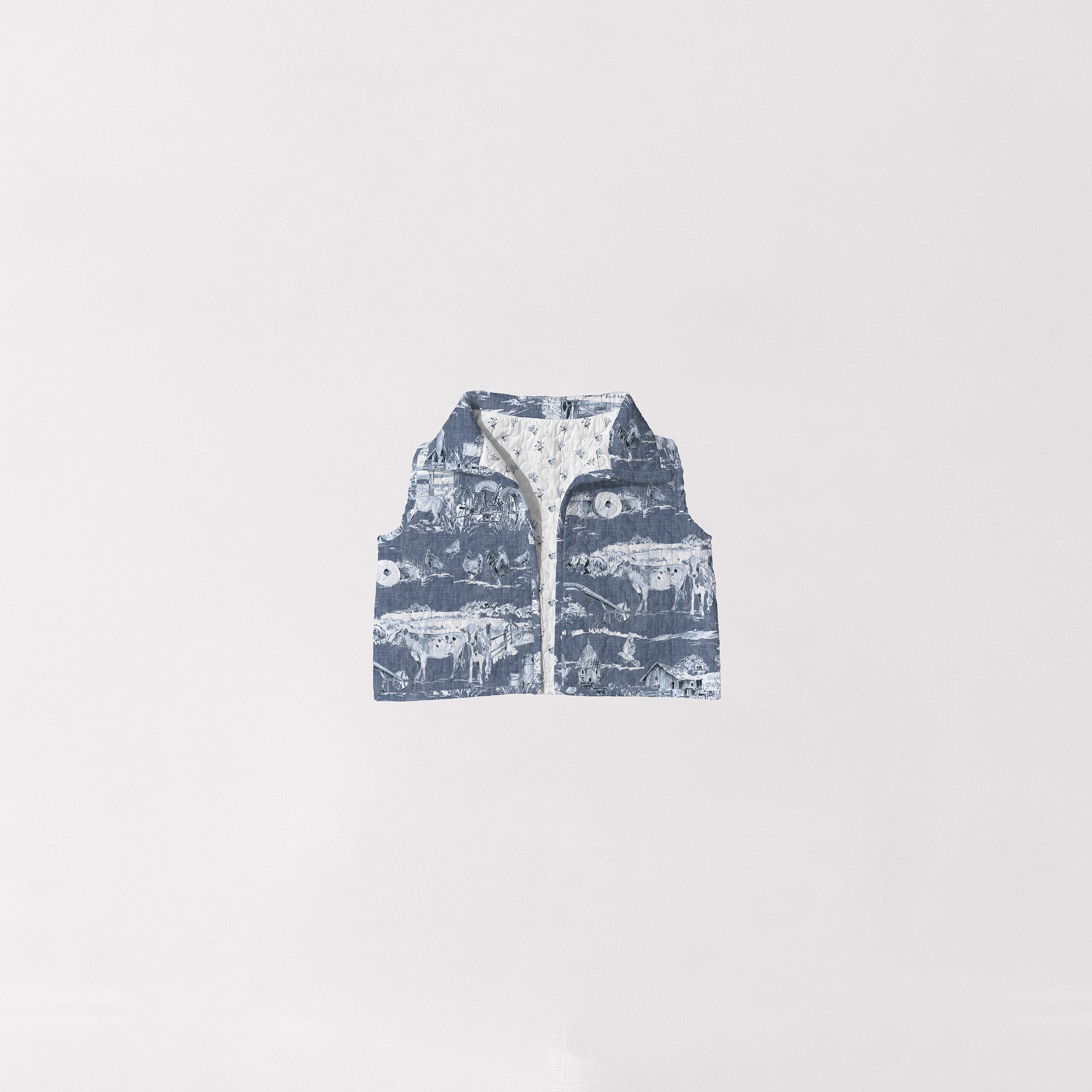 Aledo Toile Chambray Quilted Cate Vest – Ida Mae Home