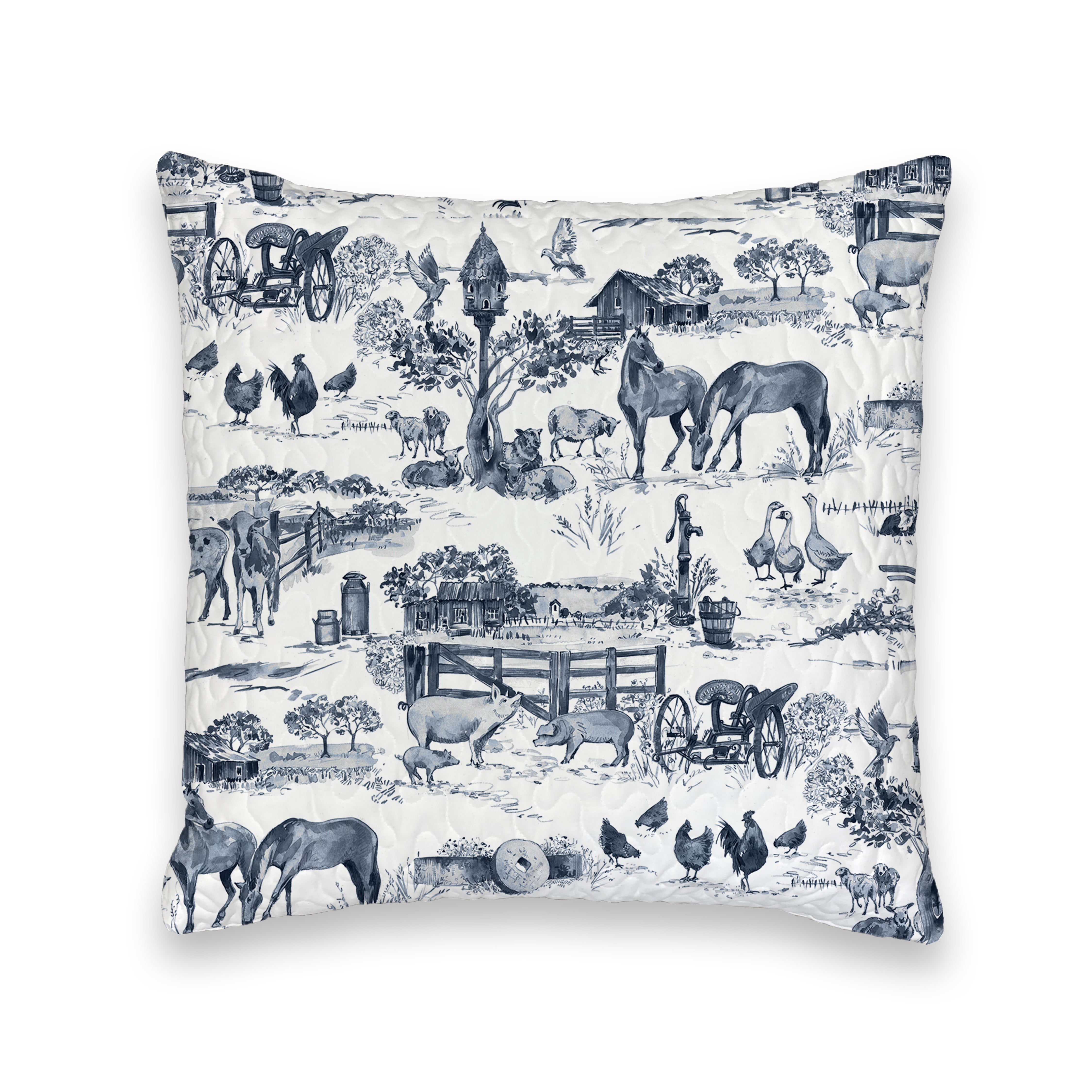 Aledo Toile Navy Quilted 20" Pillow – Ida Mae Home