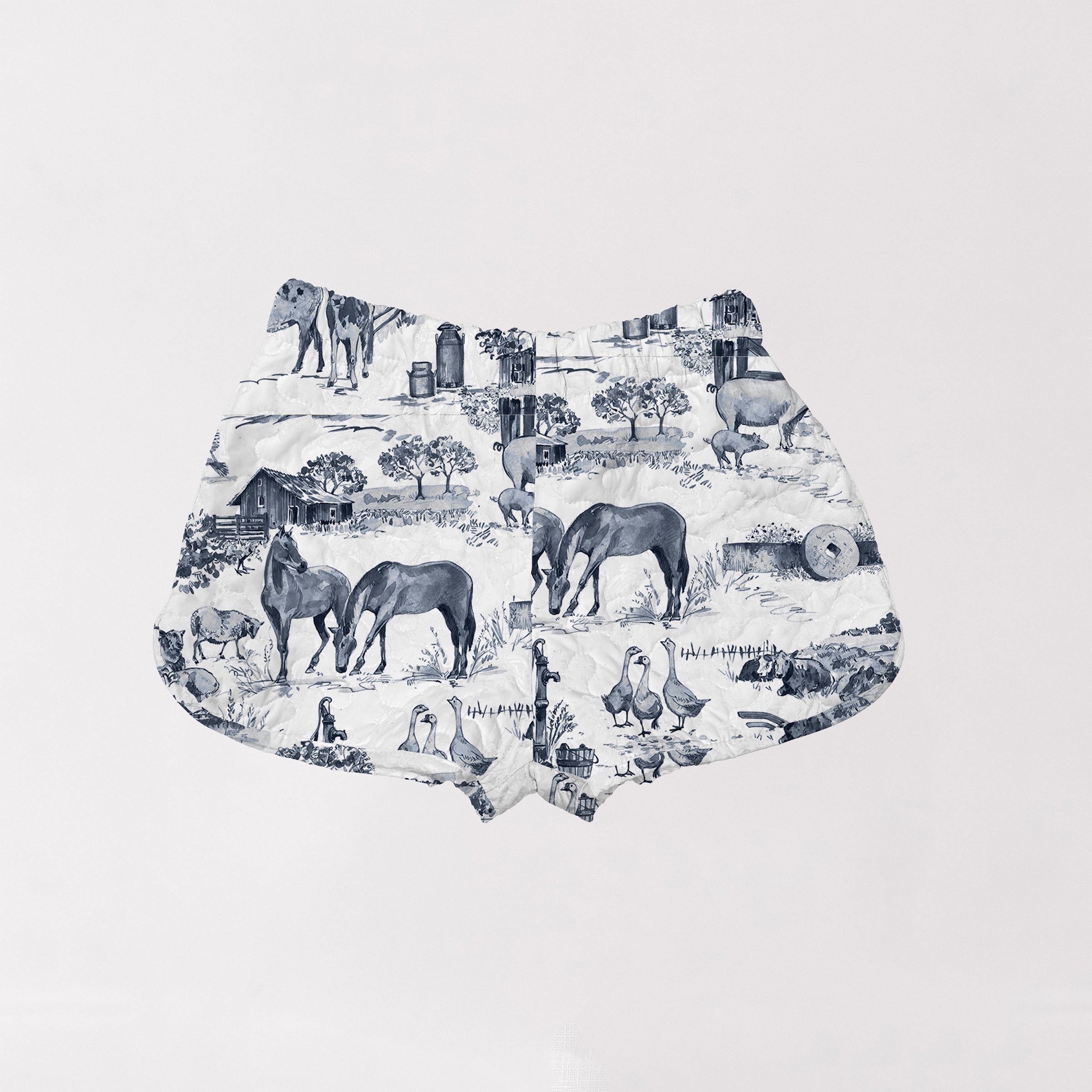 Aledo Toile Navy Quilted Scallop Shorts *Web Exclusive* – Ida Mae Home