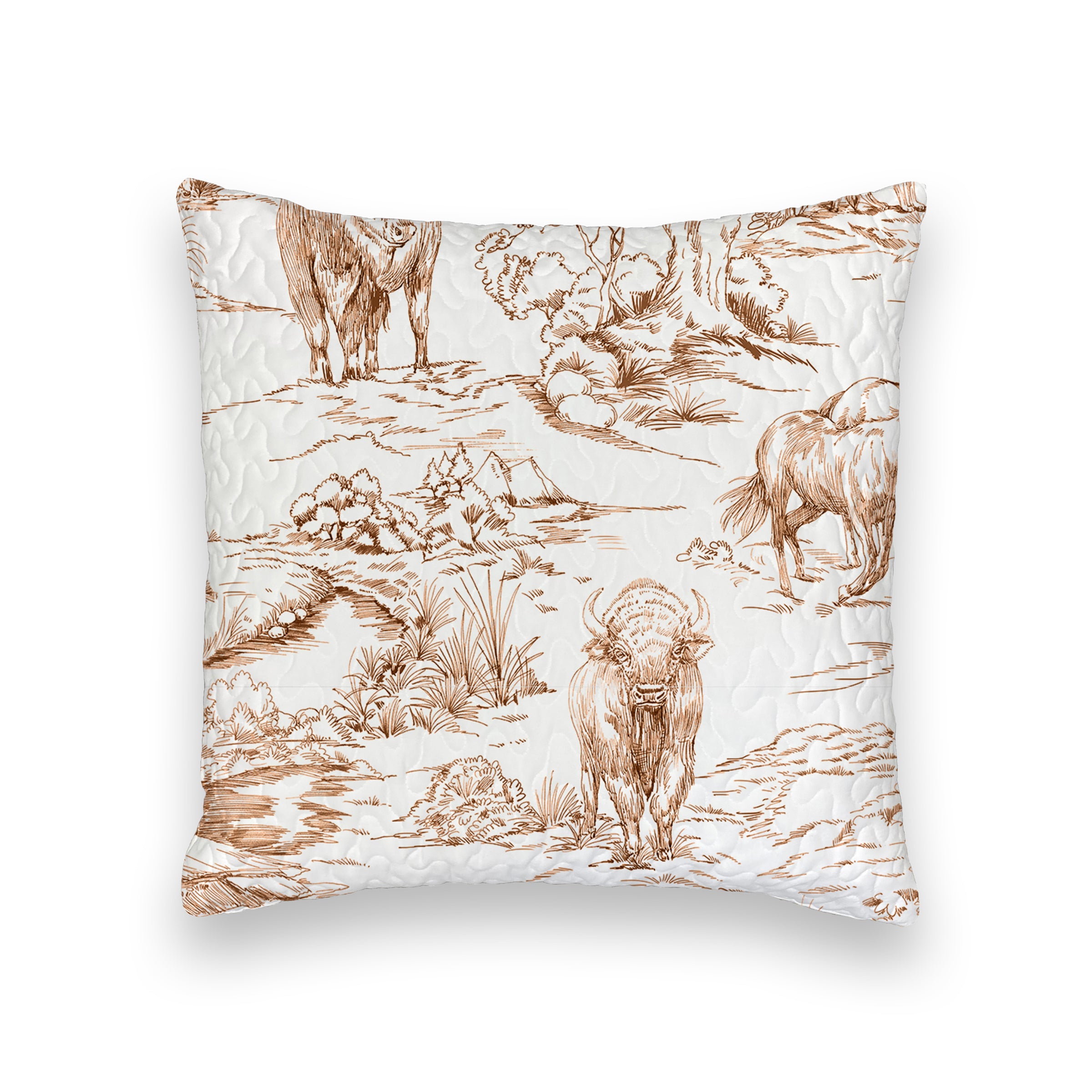 Buffalo Toile Brown Quilted 20" Pillow – Ida Mae Home
