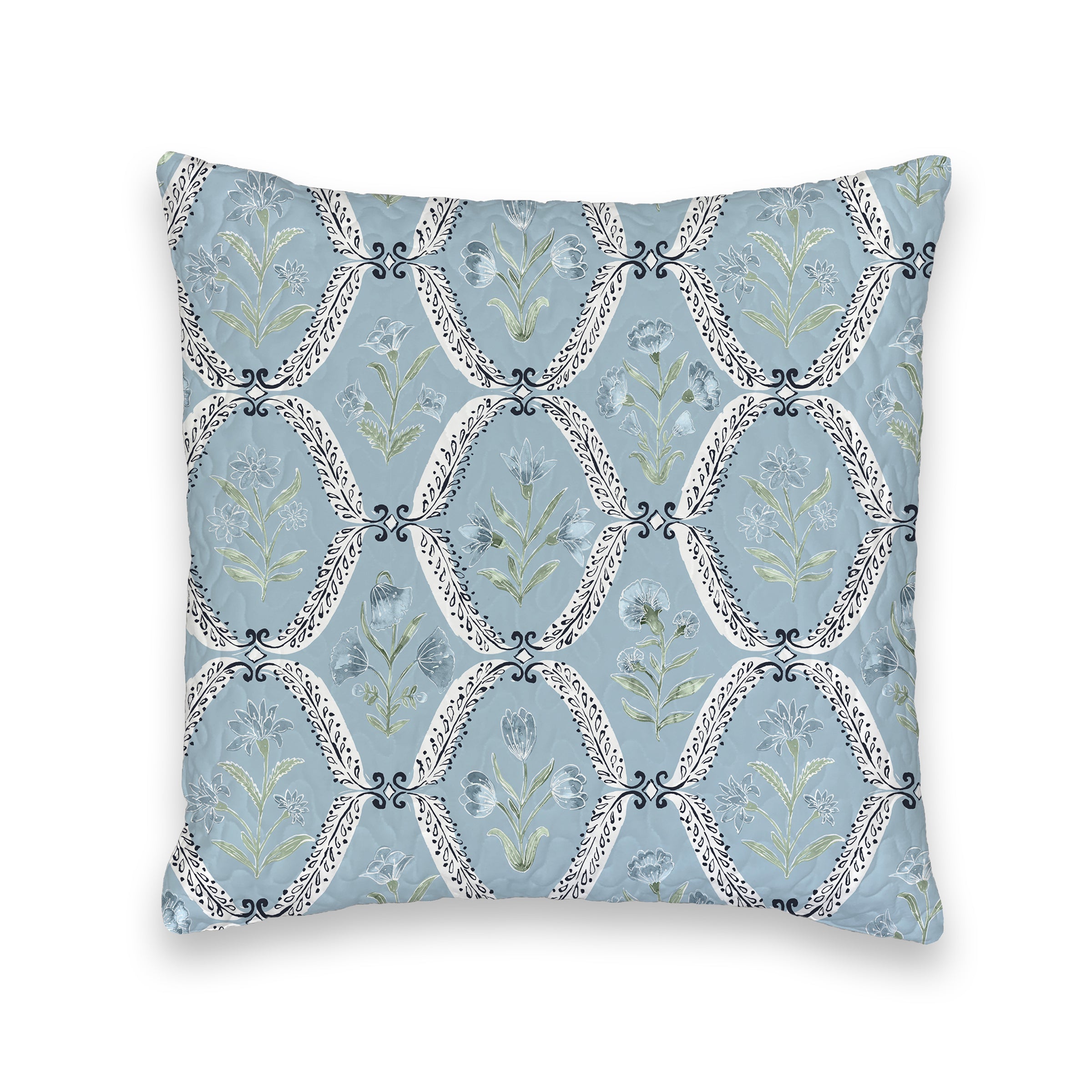 Charlotte Blue Quilted 20" Pillow – Ida Mae Home