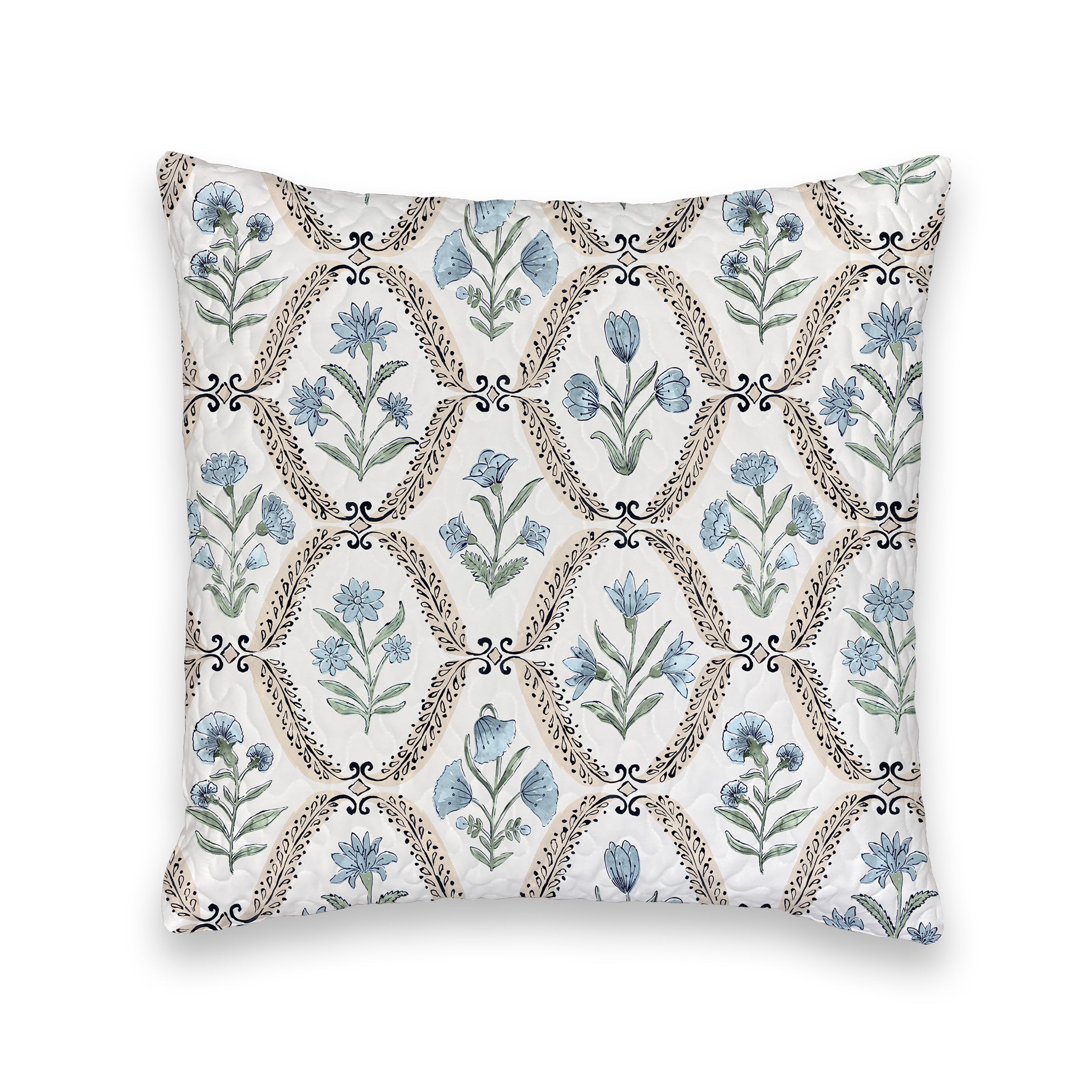 Charlotte White / Blue Quilted 20" Pillow – Ida Mae Home