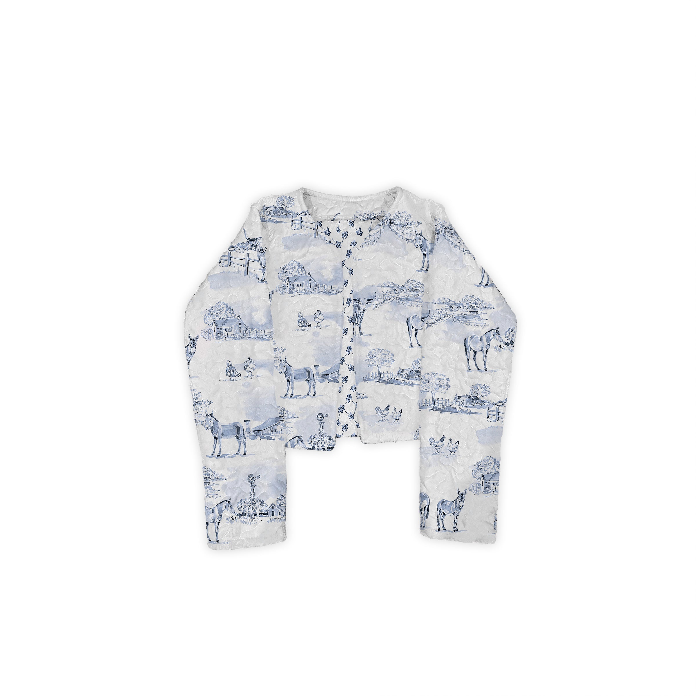 Donkey Toile Blue Cropped Quilted Jacket – Ida Mae Home
