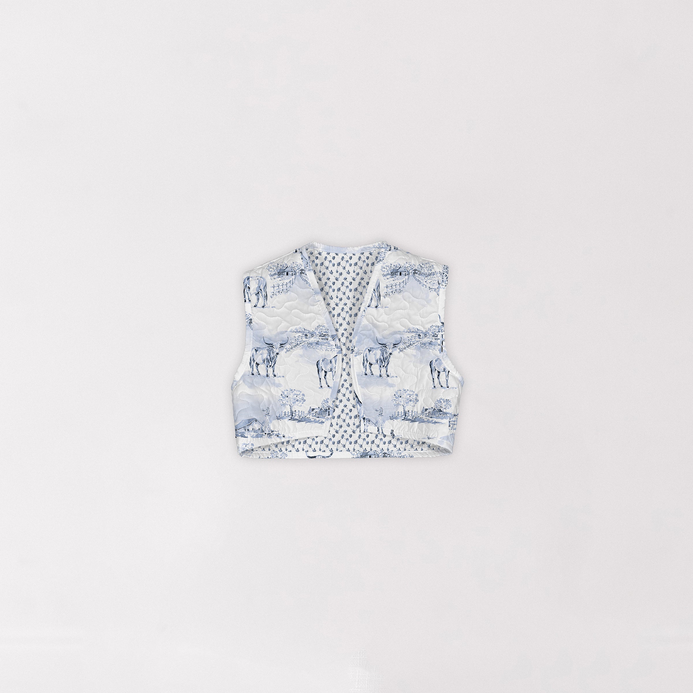 Donkey Toile Blue Quilted Tara Vest – Ida Mae Home
