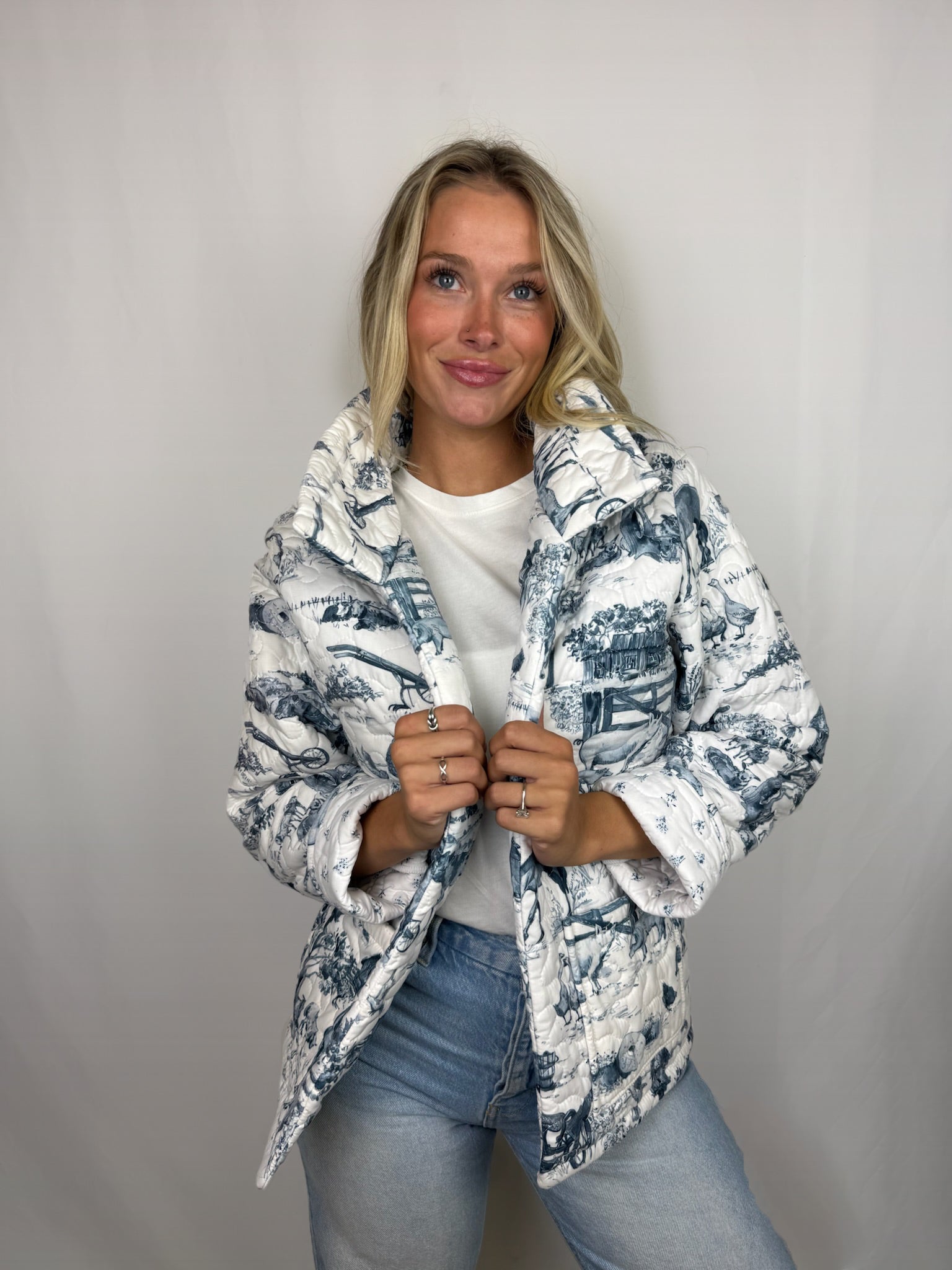 Aledo Toile Navy Quilted Jacket – Ida Mae Home