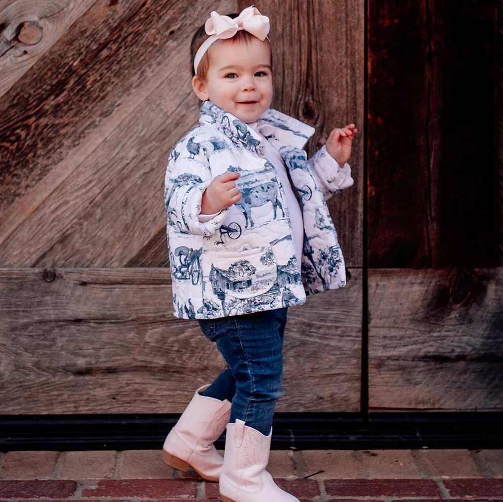 Aledo Toile Navy Youth Quilted Snap Jacket – Ida Mae Home