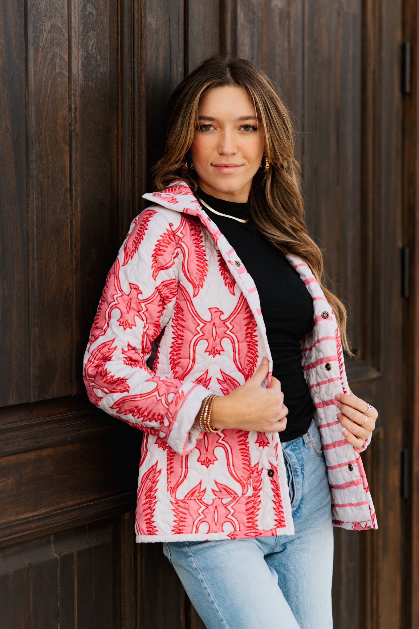 Chase Firebird Sand / Fuchsia Quilted Snap Jacket – Ida Mae Home