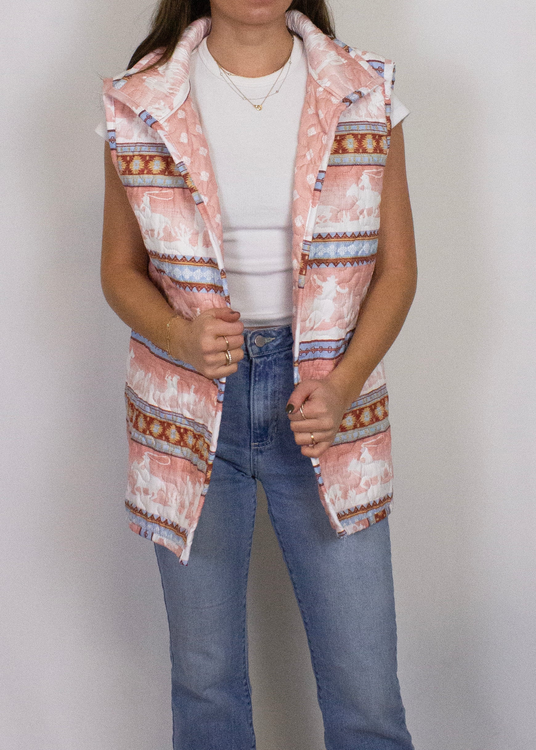Riata Stripe Pink Quilted Ruby Vest – Ida Mae Home